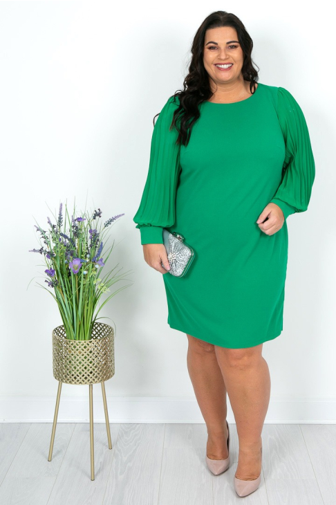 Kelly Green Pleated Dress