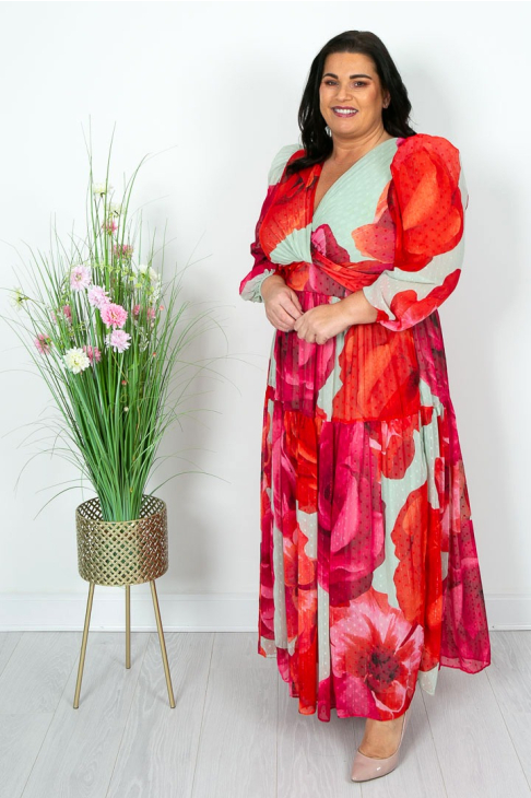 Mint Floral Twist Detail Maxi