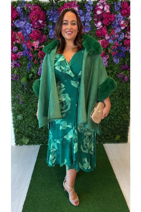 Green Floral Crossover Midaxi Dress