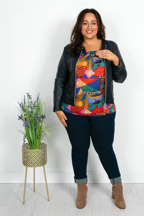 Navy Leatherlook Jacket Plus Size Ladies Clothing from Tempted Ireland