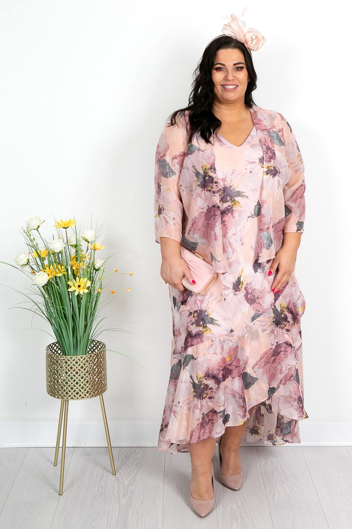 Blush Pink Floral Dress and Bolero