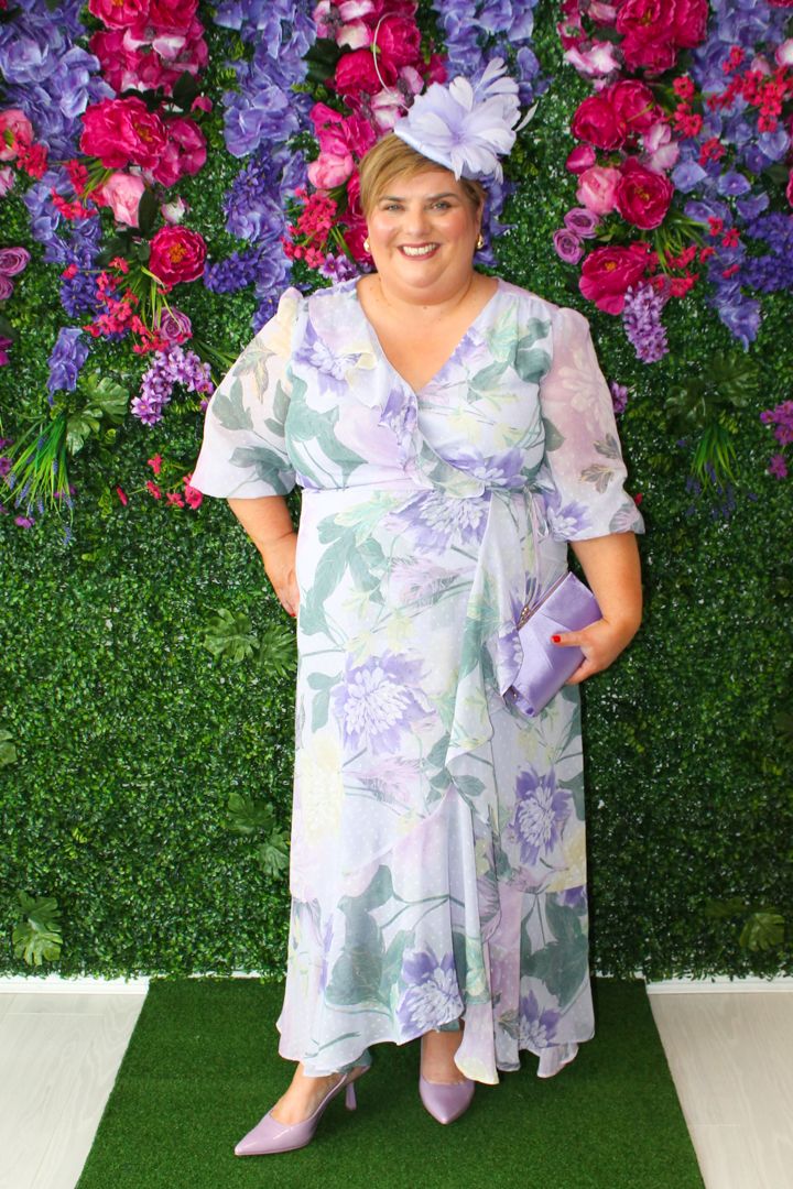Lilac Floral Faux Wrap Dress